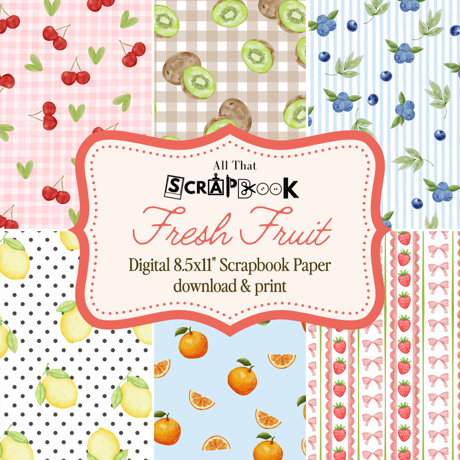 Free Fruit Themed Digital Paper For Scrapbooking And Paper Crafts